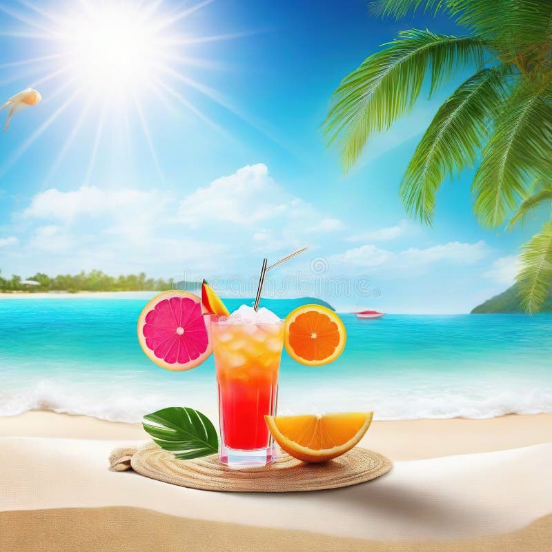 Summer Time Fun Concept Creative Background of Panorama of Sea and ...