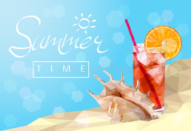 Summer Time, Geometric Polygonal Illustration Stock Vector ...