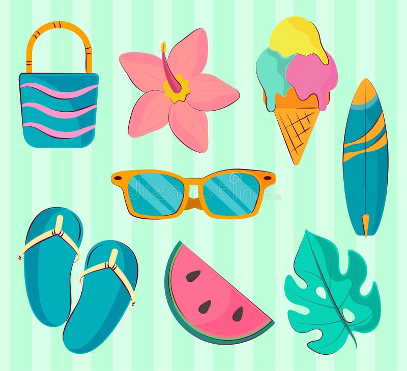Summer time icons stock vector. Illustration of vector - 244948185