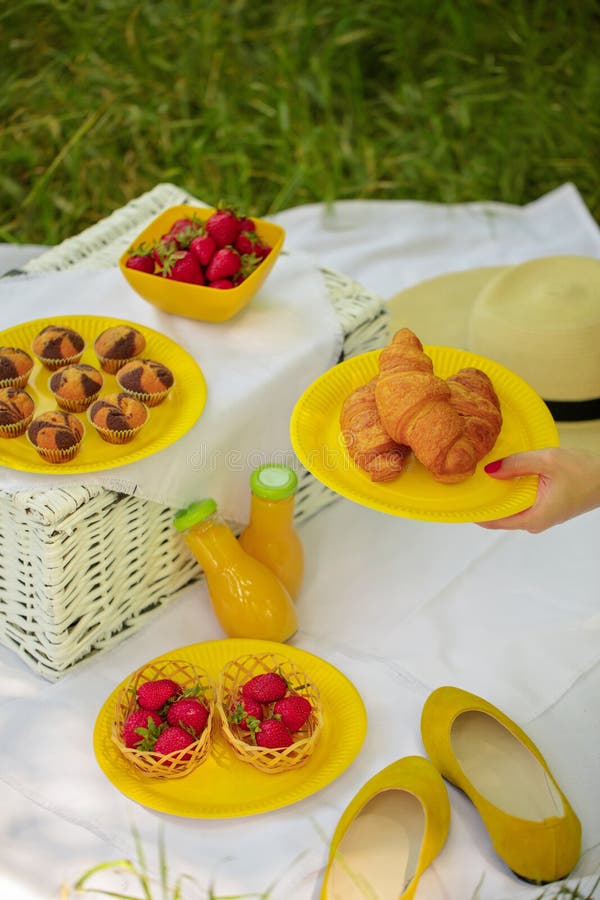 Summer Time: Picnic on the Grass - Cakes and Croissants, Juice a Stock ...