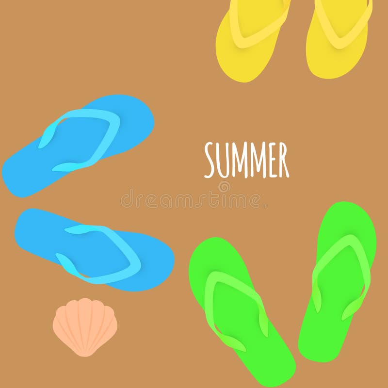 Summer Time. Slippers. Banner. Vector Stock Vector - Illustration of ...