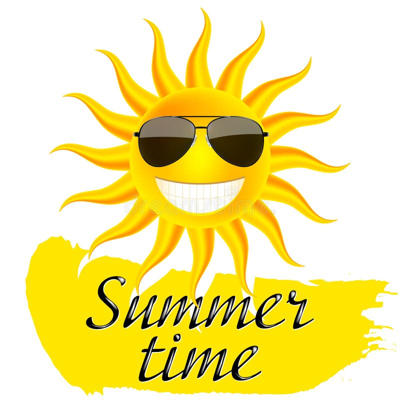 Summer Time. Sun in Glasses Stock Illustration - Illustration of ...