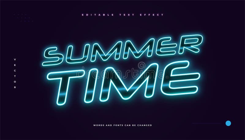 Summer Time Text with Blue Light Neon Effect. Editable Text Style ...