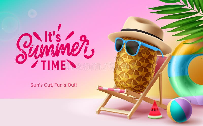 Summer Time Poster Design with Happy and Fun Concept Stock Vector ...