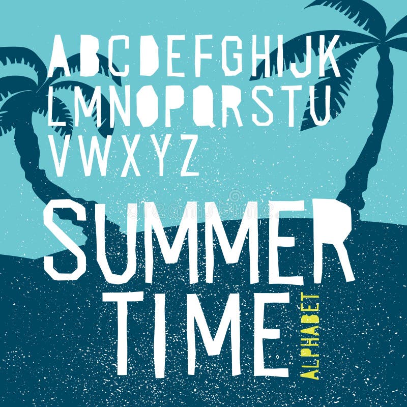 Summer Time Vector Alphabet. Hand Drawn Letters Stock Vector ...