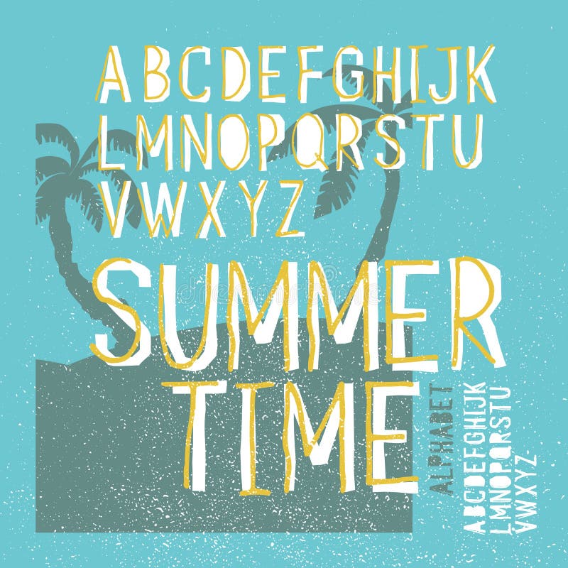 Summer Time Vector Alphabet. Hand Drawn Letters Stock Vector ...