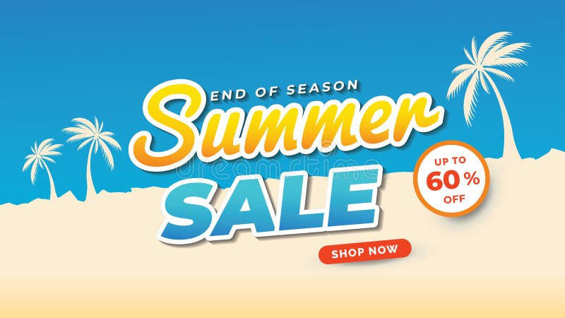 Summer Time Vector Banner Design with Elements in Background. Vector ...