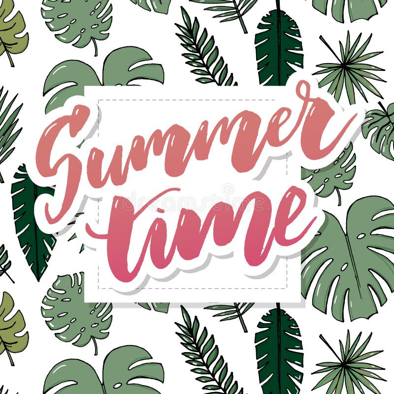 Summer Time Vector Text Lettering Calligraphy Letters Black Gold Stock ...