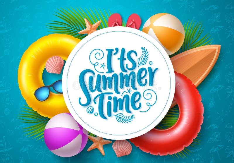 Summer Time Poster Design with Happy and Fun Concept Stock Vector ...