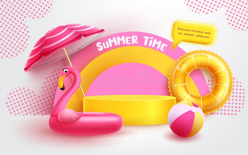 Summer Time Vector Design. Summer Time Text in Product Display Podium ...