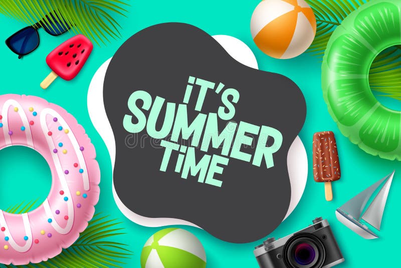Summer Time Poster Design with Happy and Fun Concept Stock Vector ...