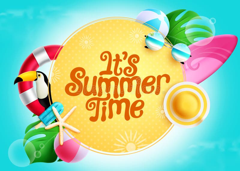 Summer Time Vector Template Design. it S Summer Time Text in Yellow ...