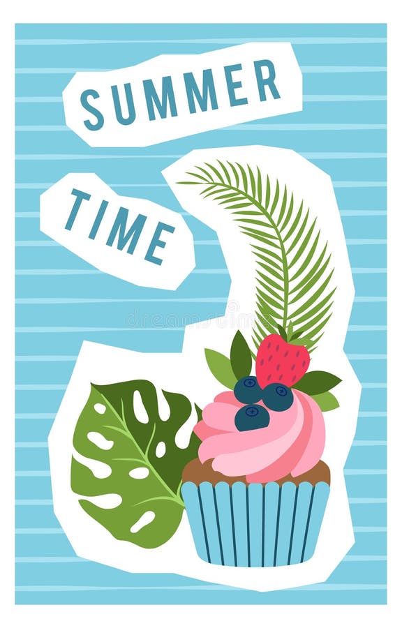 Summer Time Vertical Poster. Cute Season Greeting Stock Vector ...