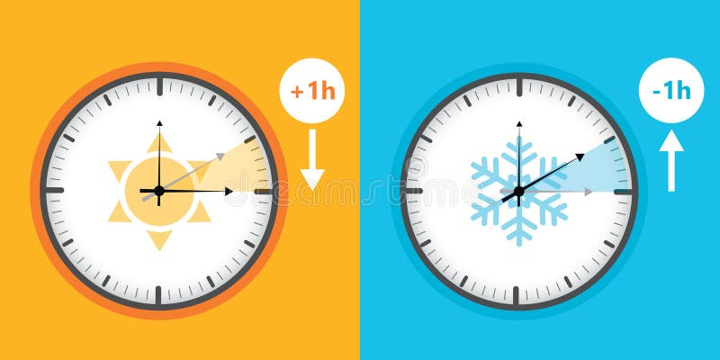 Summer Time and Winter Time Concept with Clock Stock Vector ...