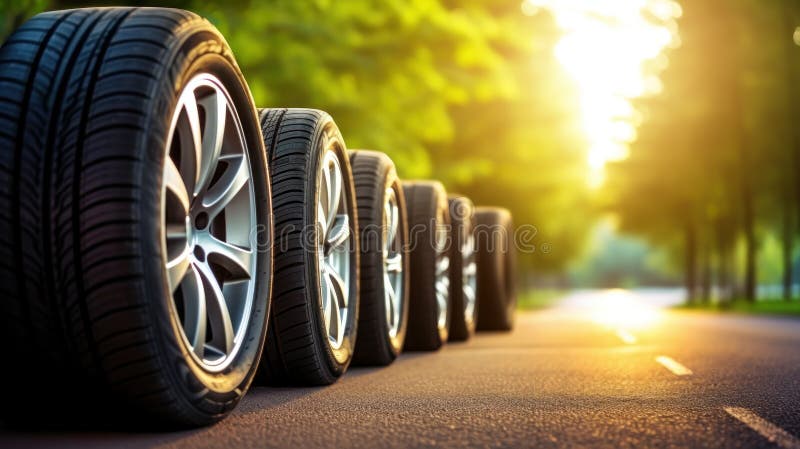 Summer Tires on the Asphalt Road in the Sun Time for Summer Tires ...