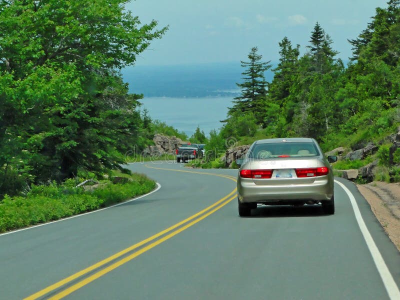 Summer Traffic Descending Road Stock Image - Image of nature, landscape ...