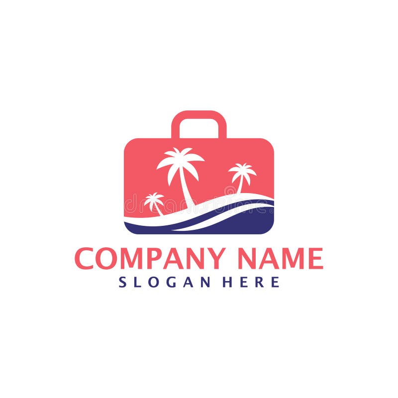 Summer Travel Logo Design Vector. Coconut Tree with Suitcase Logo ...