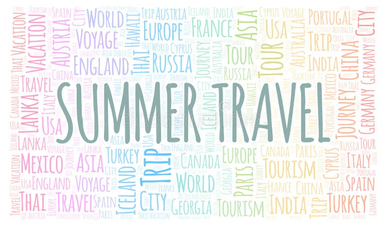 Summer Travel word cloud. stock illustration. Illustration of tour ...
