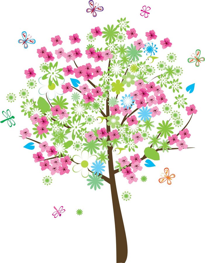 Flower tree stock vector. Illustration of color, couple - 24822631