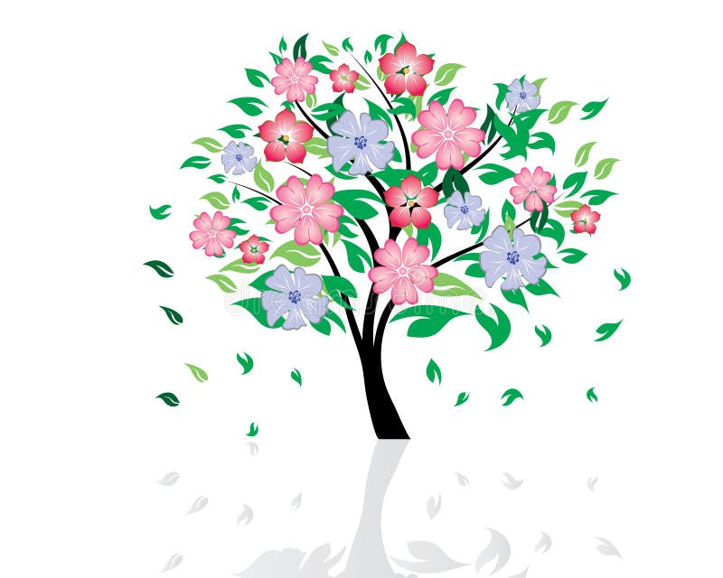 Flower tree stock vector. Illustration of color, couple - 24822631