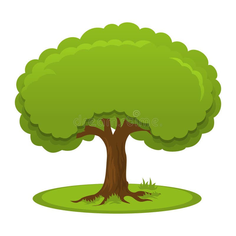 Summer Tree with Flat Crown Stock Vector - Illustration of decorative ...