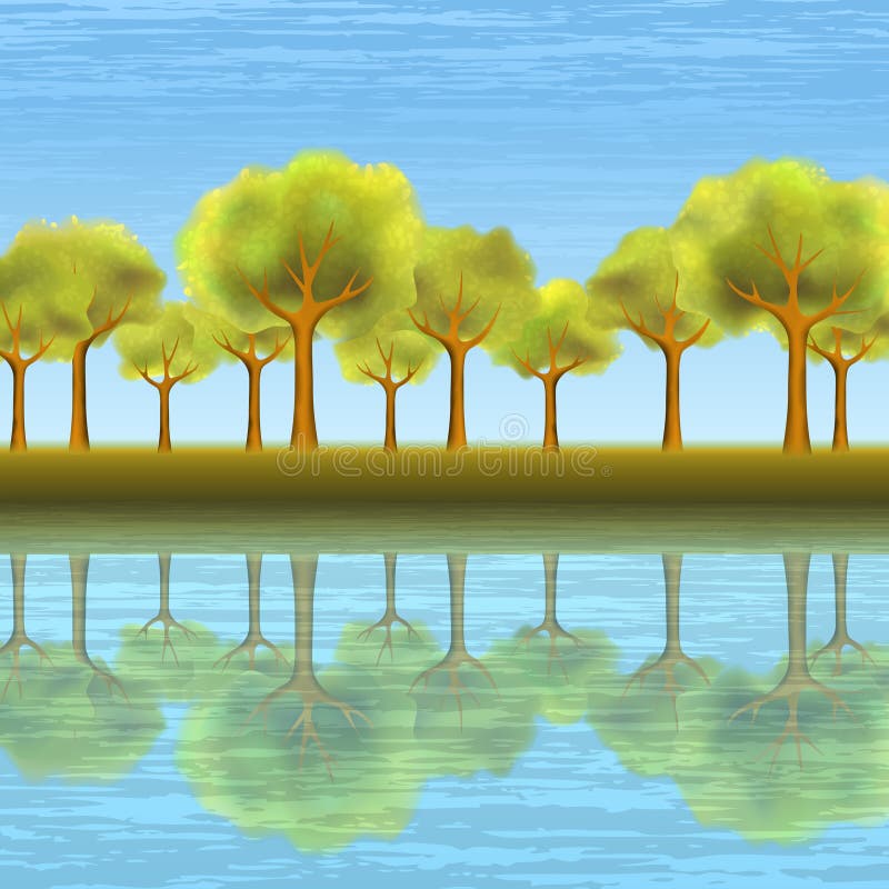 Summer tree scenery stock vector. Illustration of horizon - 15024144