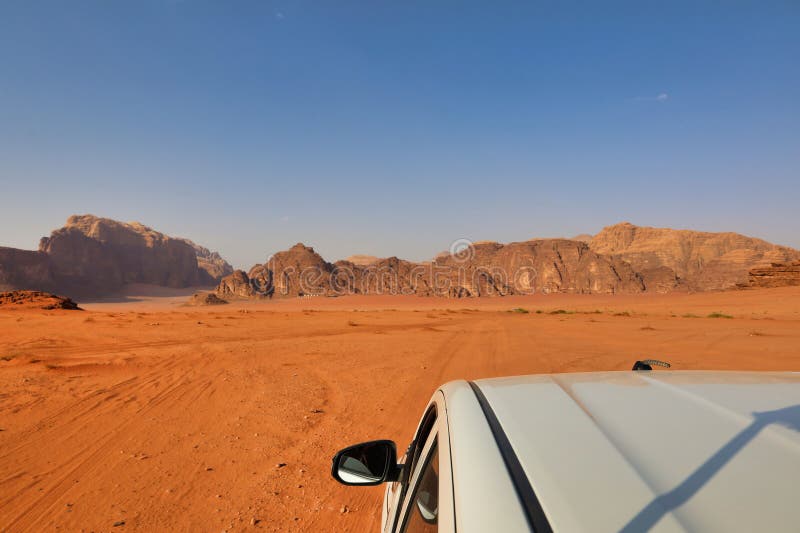 Summer Trip in Car Jeep in Wadi Rum Desert Stock Image - Image of ...