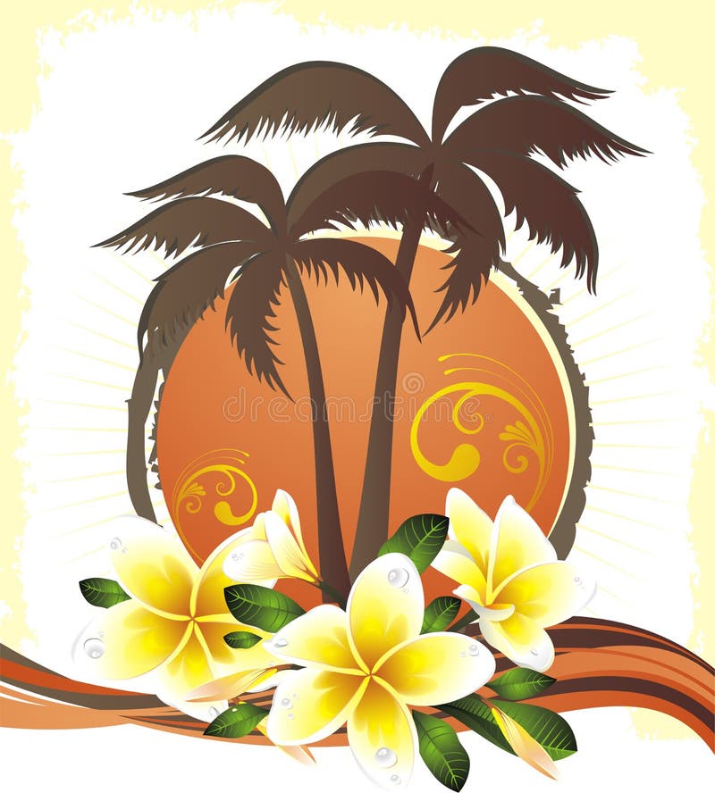 Summer Tropical Background with Flowers Stock Vector - Illustration of ...