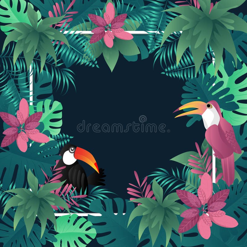Summer Tropical Banner Palm Leaves Birds Vector Image Stock Vector ...