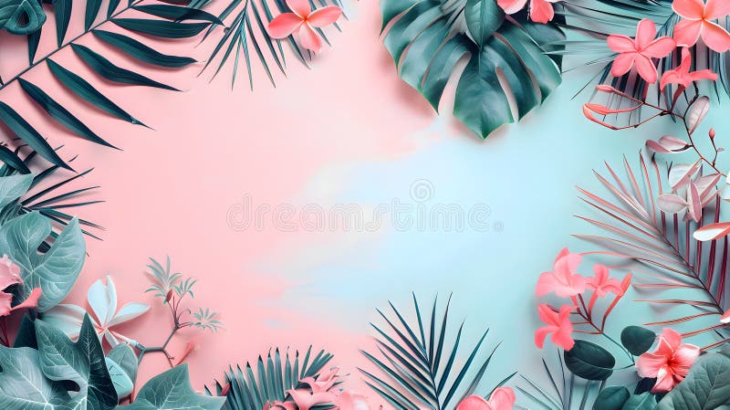 Summer Tropical Banner - Refreshing Design Pop Colors Background Stock ...