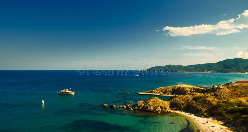 Coast in Greece stock photo. Image of coastal, beach - 118501210