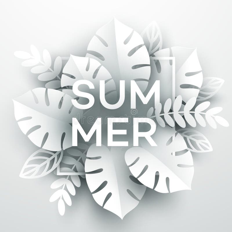 Summer Tropical Leaf. Paper Cut Style Stock Vector - Illustration of ...