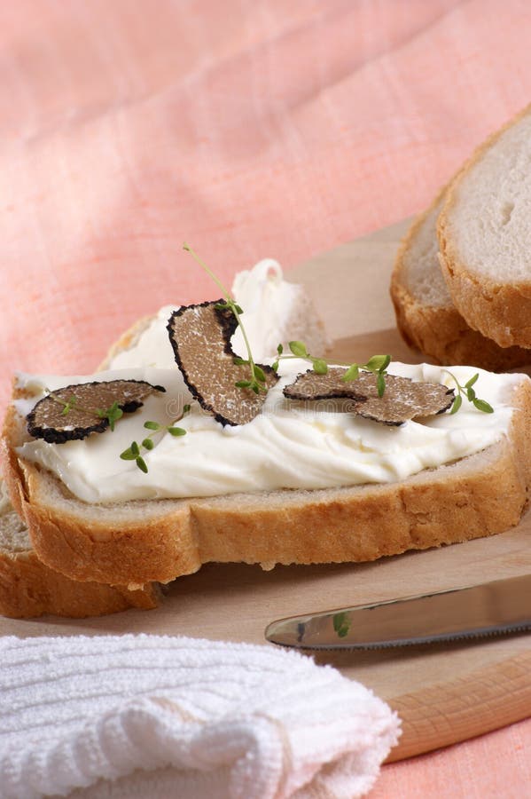Summer truffle with bread stock image. Image of health - 16080033