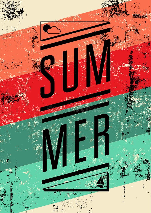 Summer Typographic Retro Grunge Poster. Vector Illustration. Stock ...