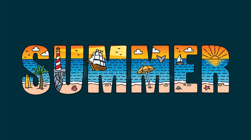 Summer Typography Design, for T-shirt, Poster and Other Uses Stock ...