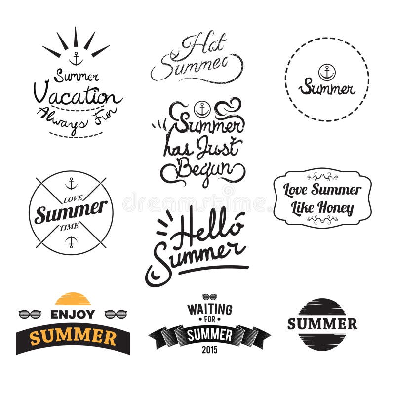 Summer Typography Designs. Vector Illustration Decorative Design Stock ...