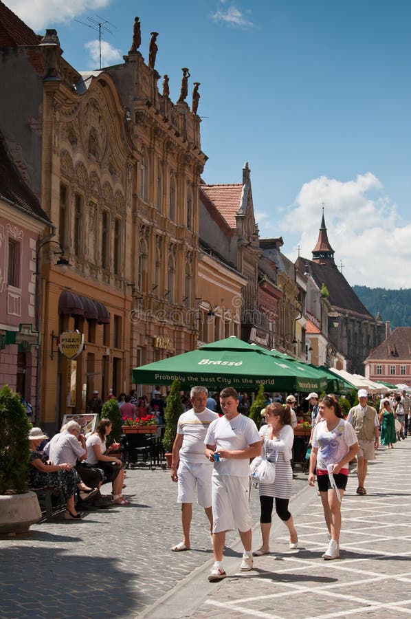 Summer urban busy street editorial stock photo. Image of person - 20879998