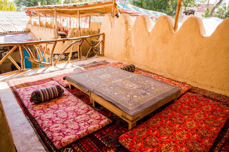 Summer Uzbek Dining Room in an Old House Made in Oriental Stock Image ...