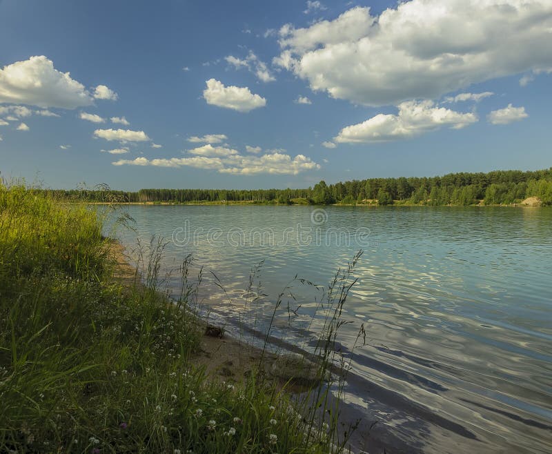 Summer Vacation on the Banks of an Old Quarry with Turquoise Water ...