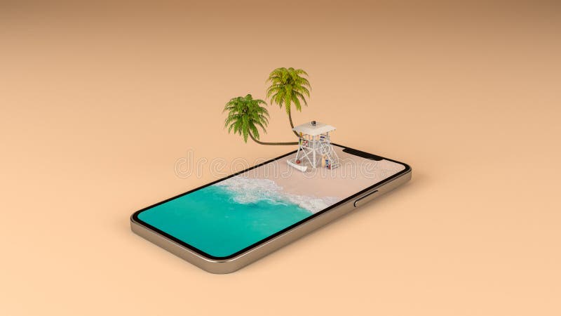 Summer Vacation Beach Holiday Travel Destination on Mobile Phone Screen ...