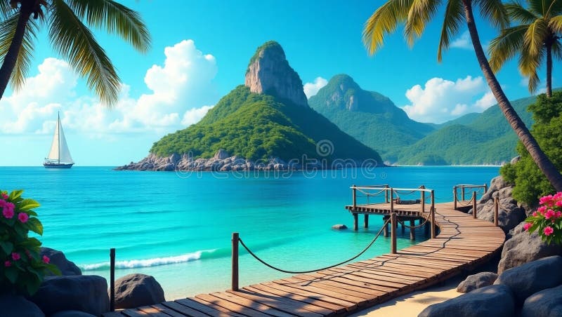 Summer Vacation Beach Beach and Ocean Scenics Stock Image - Image of ...