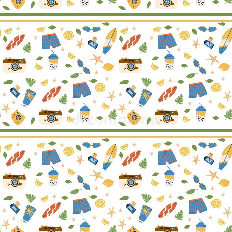 Summer Vacation Beach Theme with Fun Stickers for Creative Design ...