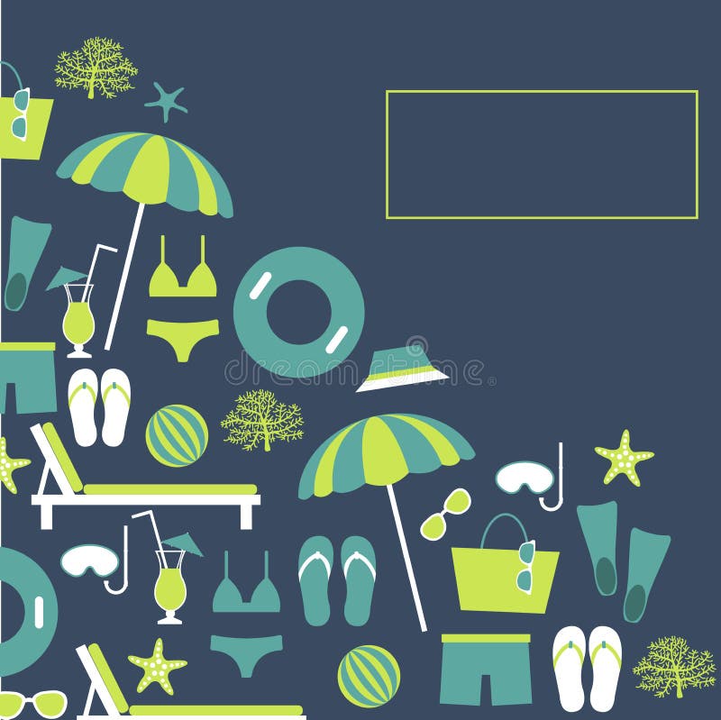 Summer Vacation. Beach Umbrella, Starfish, Flip Flops, Sunglasses Stock ...