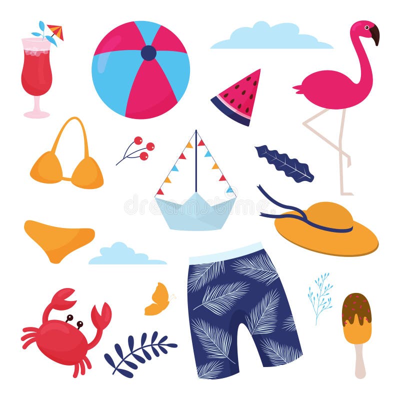 Summer vacation clip art stock vector. Illustration of flamingo - 277663641