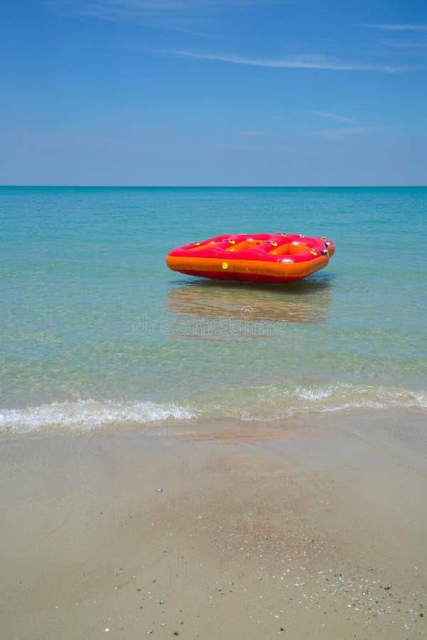 Inflatable Ring or Lilo in the Sea by the Beach Stock Image - Image of ...