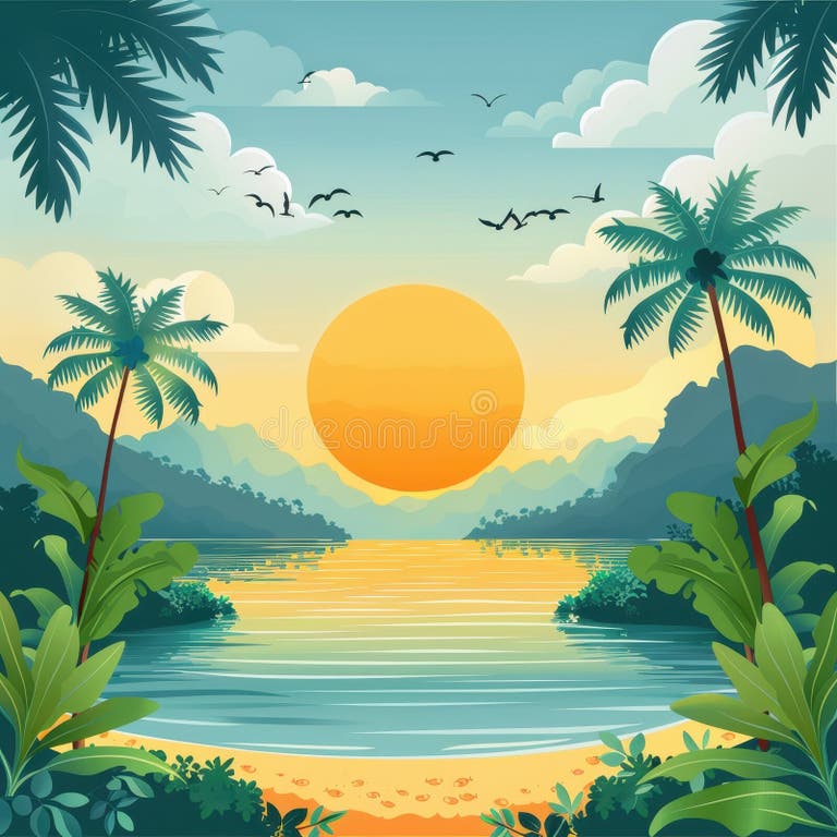 Summer Vacation Feeling Background Illustration Stock Illustration ...