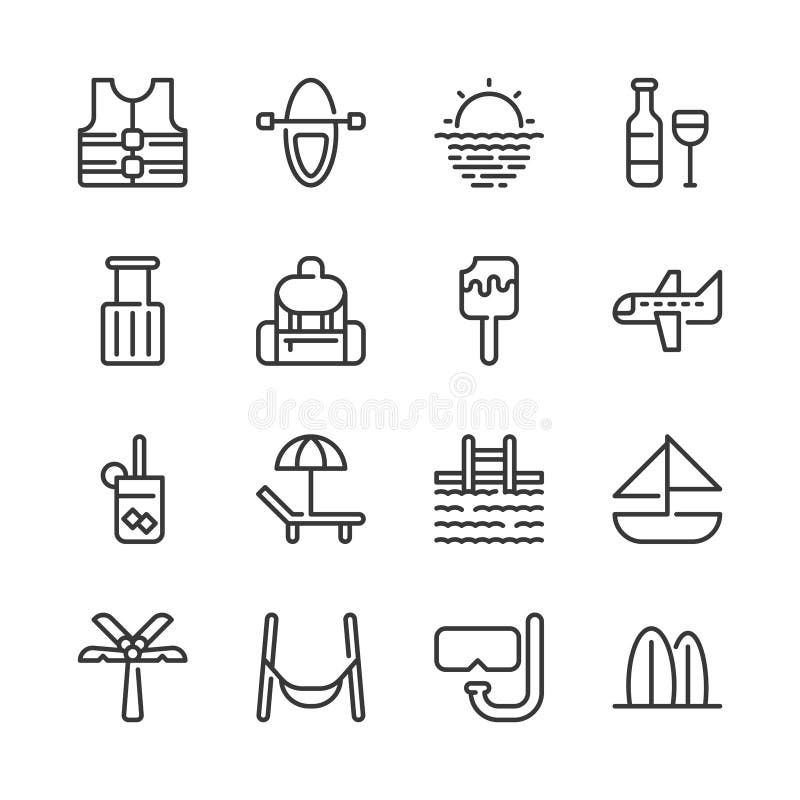 Summer and Vacation Icon Set.Vector Illustration Stock Vector ...