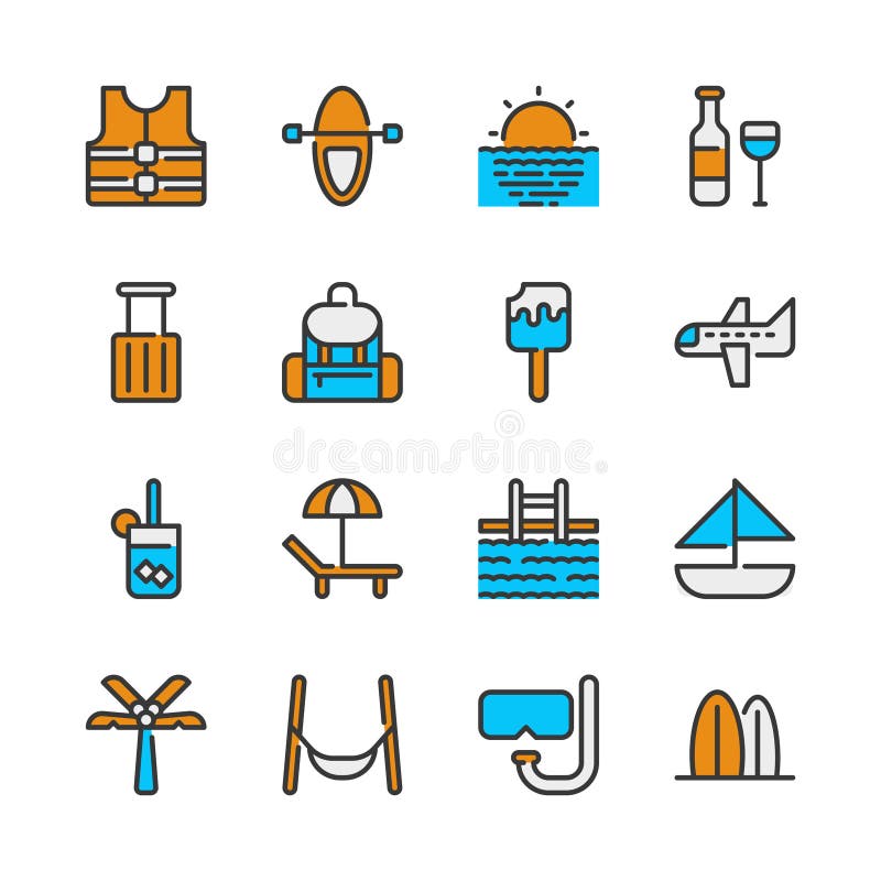 Summer and Vacation Icon Set.Vector Illustration Stock Vector ...