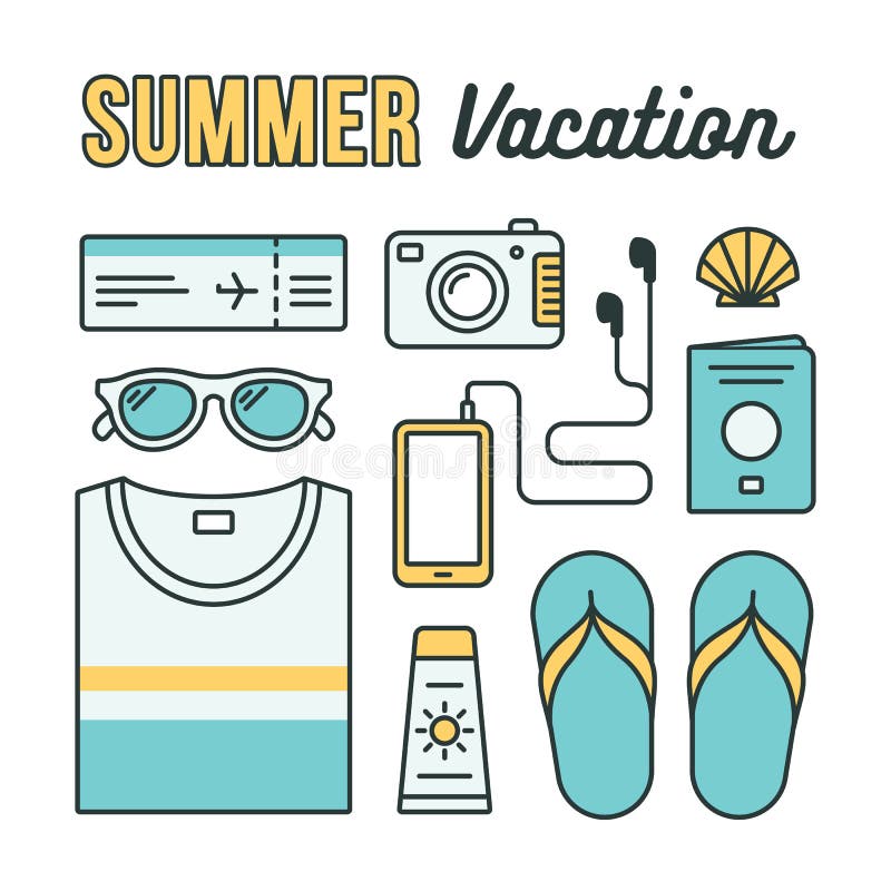 Summertime icons set stock vector. Illustration of resort - 71428744