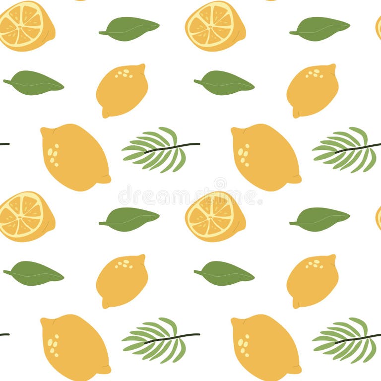 Summer Vacation Lemon and Leaf Pattern for Design and Crafts Stock ...